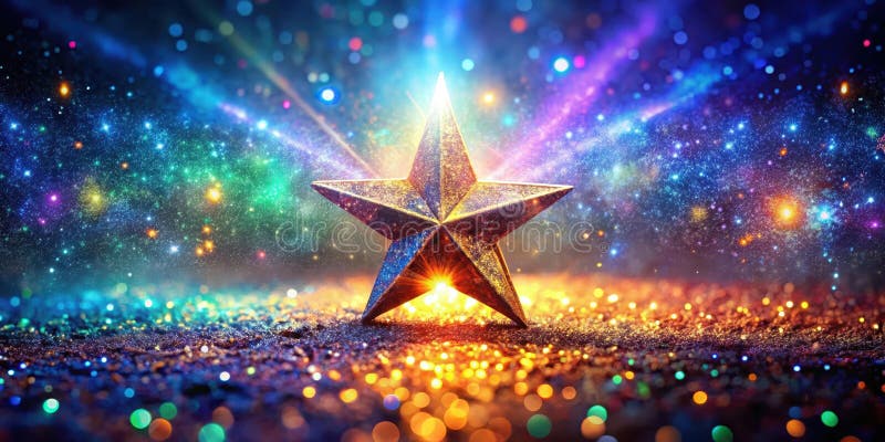 A Shimmering Star Rests on a Bed of Sparkling Glitter, Illuminated by ...