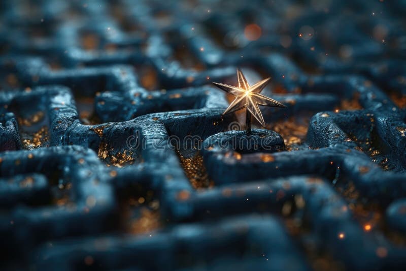 Luminous Star in a Dark Labyrinth: a 3D Render of Hope and Guidance ...