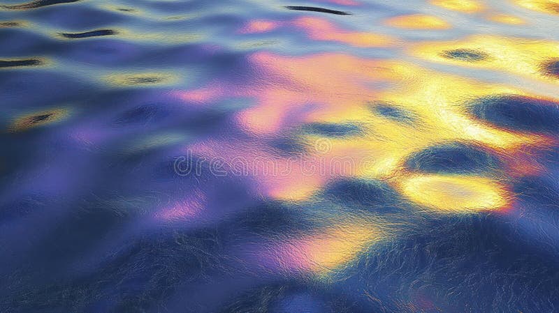 Abstract Water Surface with Iridescent Sunset Reflections Stock ...