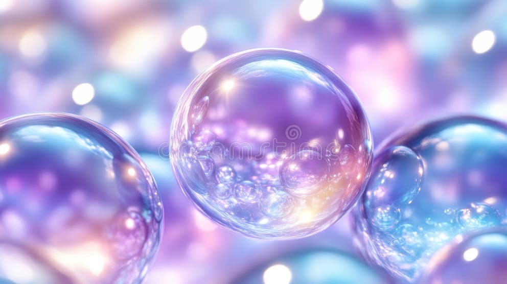 Shimmering Translucent Spheres with Iridescent Glow Stock Illustration ...