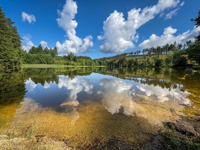 Shimmering Water and Cloud Reflections at Pond Stock Image - Image of reflections, scenic: 394192565