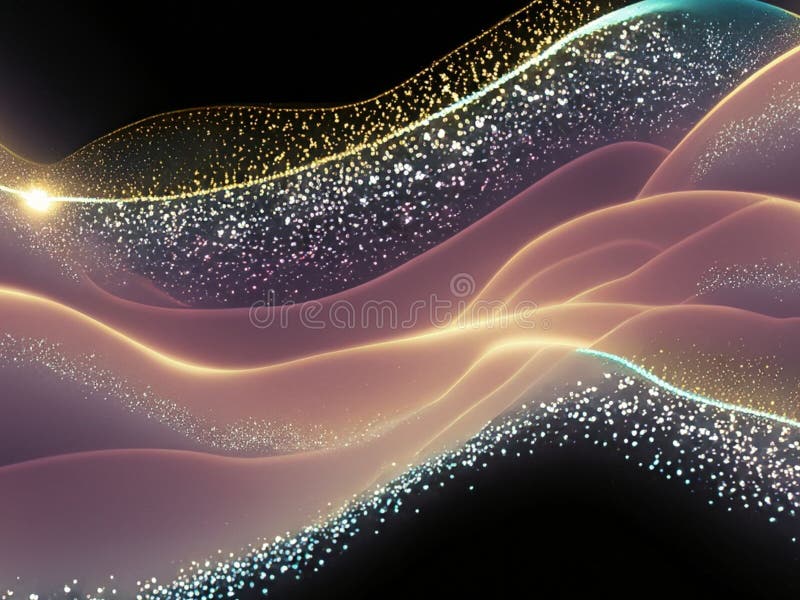 Shimmering Waves with Light Effect Isolated on Black Background ...