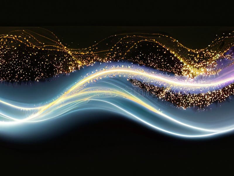 Shimmering Waves with Light Effect Isolated on Black Background ...