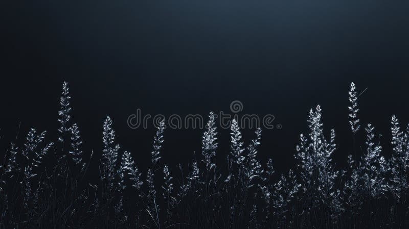 Shimmering White Plant Forms on Dark Background Stock Illustration ...