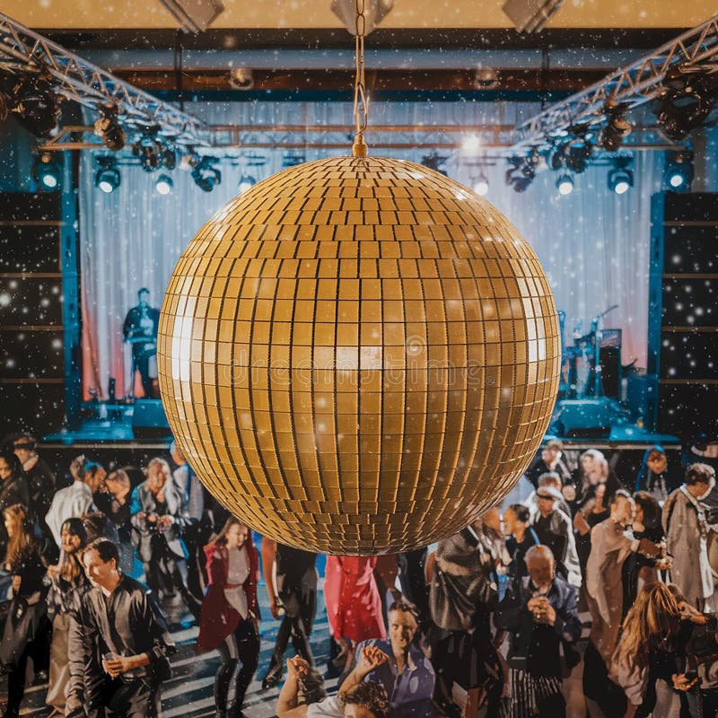 Yellow disco ball hanging stock illustration. Illustration of scatter ...