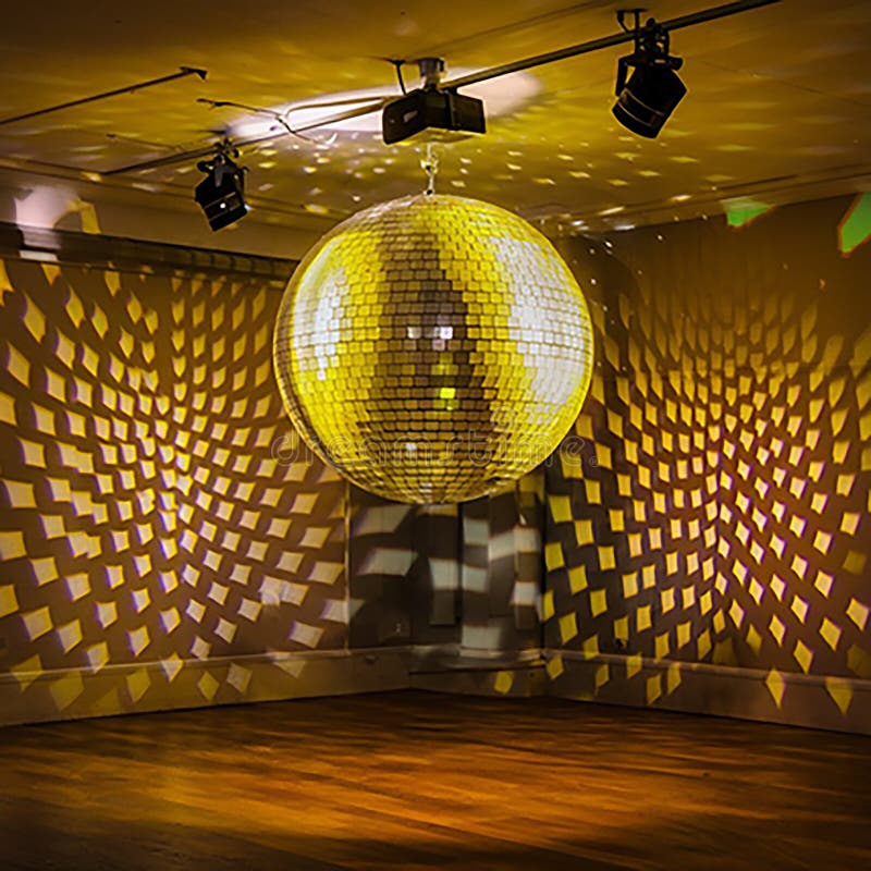 Yellow disco ball hanging stock illustration. Illustration of patterns ...