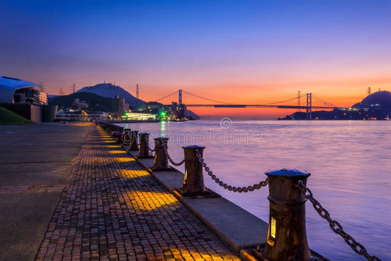 Shimonoseki at the Kanmon Straits Stock Image - Image of night, asia ...