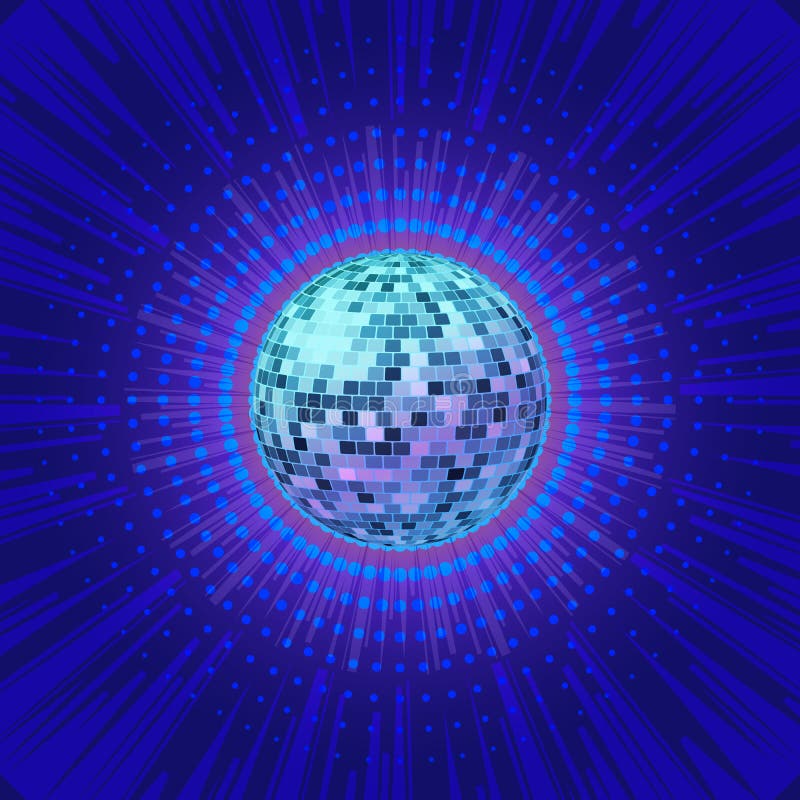 Disco Ball in Blue Background Stock Vector - Illustration of dance ...