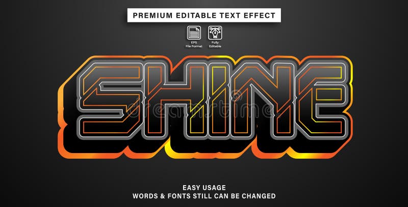 Editable shine text effect stock vector. Illustration of futuristic ...