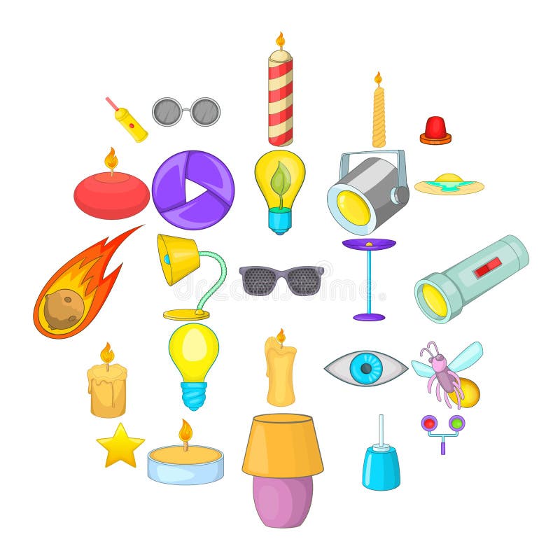 Shine Icons Set, Cartoon Style Stock Vector - Illustration of icons ...