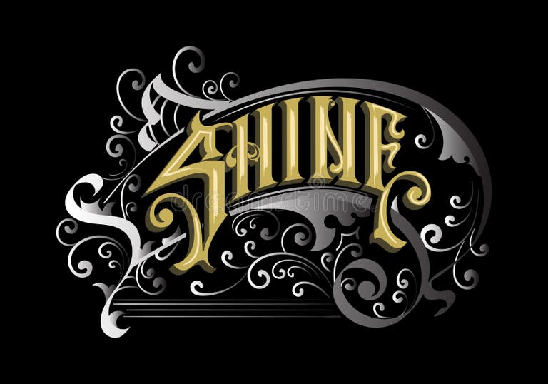 SHINE Lettering Custom Style Design Stock Vector - Illustration of font ...