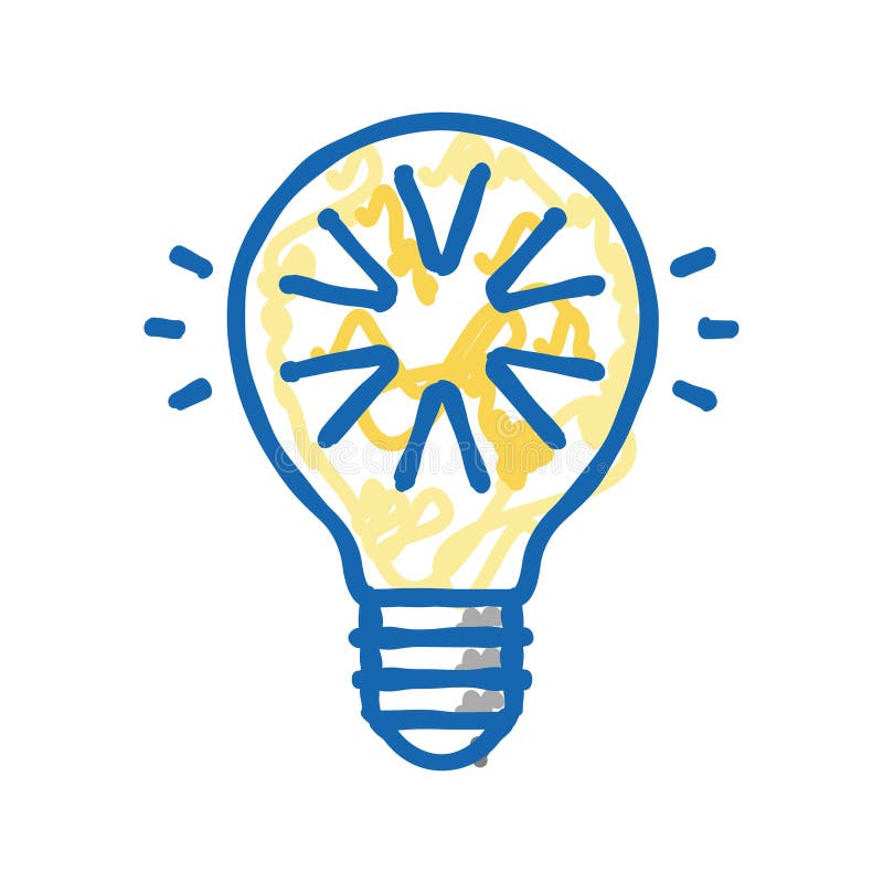 Shine Light Bulb Icon Doodle Illustration Stock Illustration ...