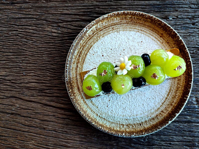 Shine Muscat Grape Cake on the Table Stock Photo - Image of food ...