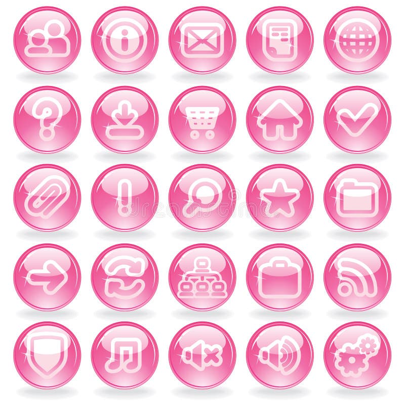 Set of pink icons stock illustration. Illustration of folder - 355001