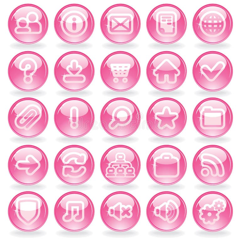 Shine Pink Glass Buttons stock vector. Illustration of globe - 27289974