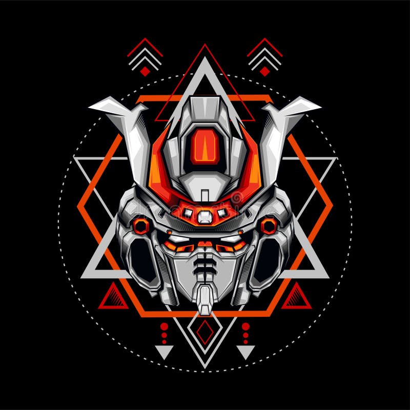 Shine Red New Samurai Robot Stock Vector - Illustration of geometry ...