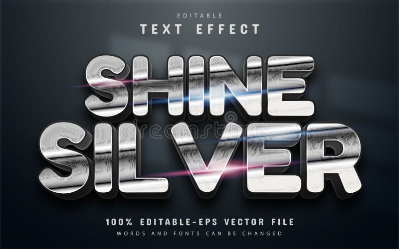 Shine silver text effect stock vector. Illustration of element - 256131972