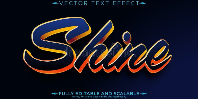 Shine Text Effect, Editable Metallic and Shiny Text Style Stock Vector ...