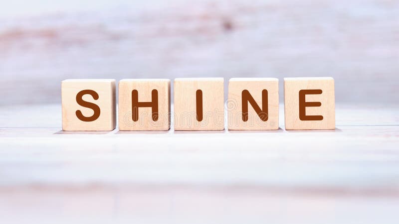 SHINE Word Written on Wooden Cubes on a Delicate Pastel Background ...