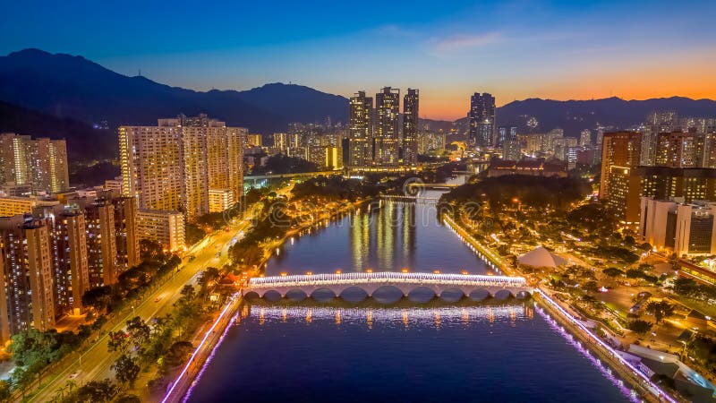 Shing Mun River with Christmas Decoration at Shatin Dec 24 2023 ...