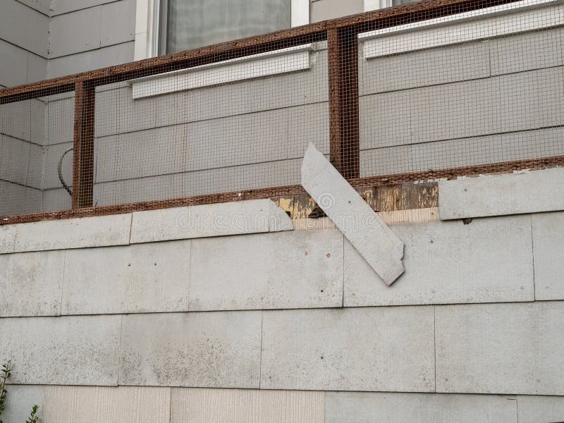 Shingle on Exterior Wall of House Falling Off in State of Disrepair ...