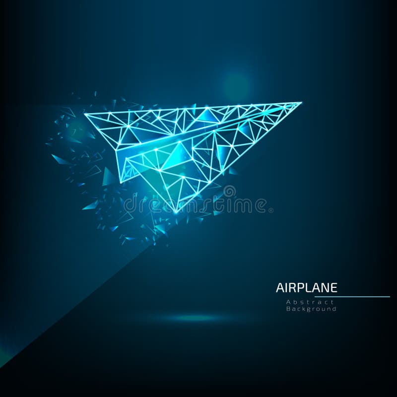 Shining Airplane, Consisting of Triangles, Points and Lines Stock ...