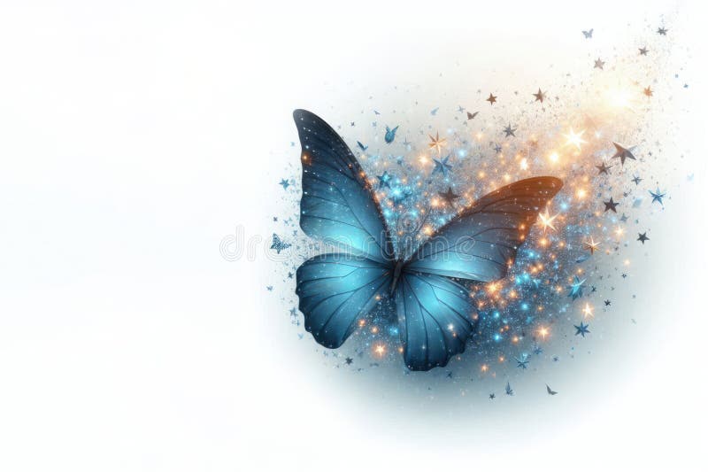 A Shining Blue Butterfly with a Magical Effect. Space for Text. Stock ...