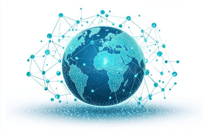 Shining Blue Digital World Intricate Network Stock Photos - Free ...