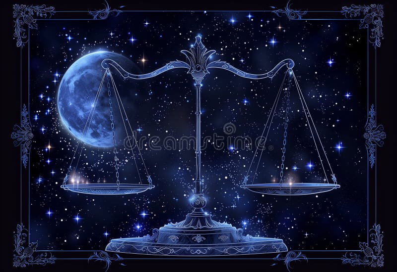 Shining Blue Libra Zodiac Sign. Astrological Zodiac Sign Libra on Black ...