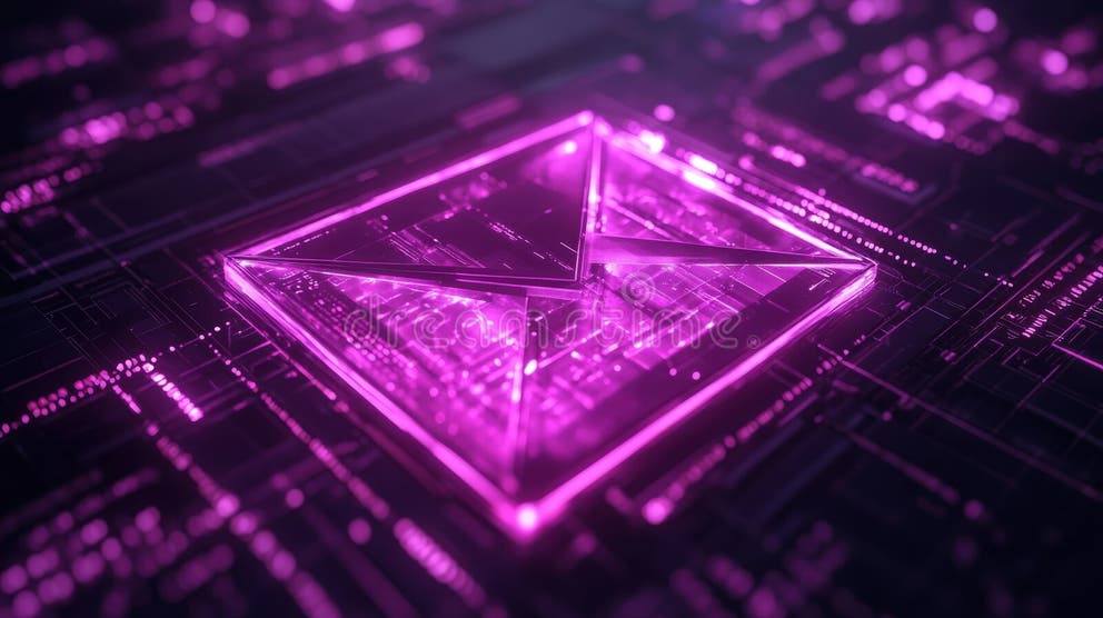 A Shining Blue Mail Icon Surrounded by Digital Data Streams, Depicting ...