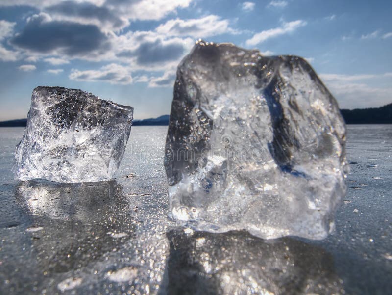 Shining Broken Ice. it Beautifully Shimmers the Sun& X27;s Rays Stock ...