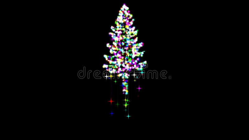 Christmas Tree with Colorful Glitter Sparkles on Plain Black Background ...