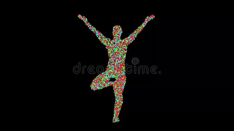 Shining Colorful Yoga Symbol Motion Graphics with Night Background ...