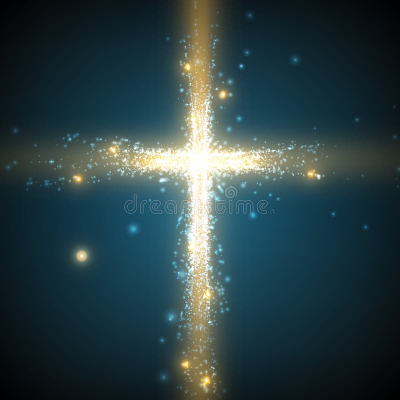 Shining Cross on Red Background with Backlight and Glowing Orange ...