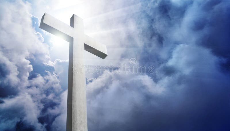 Shining Cross in Front of a Dramatic Cloudy Sky Stock Image - Image of ...