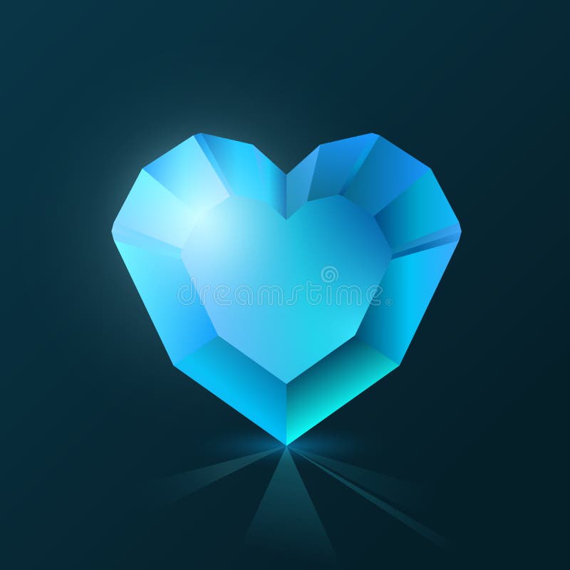 Shining Crystal Blue Heart on a Dark Background. Vector Illustration ...