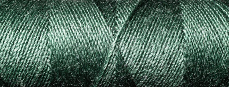 Shining Dark Green Thread, Close-up, Panoramic Stock Image - Image of ...