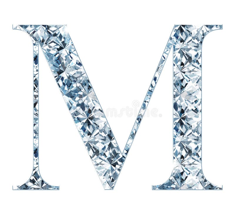 M Shining Diamond Alphabet Uppercase Letter Isolated with Transparent ...