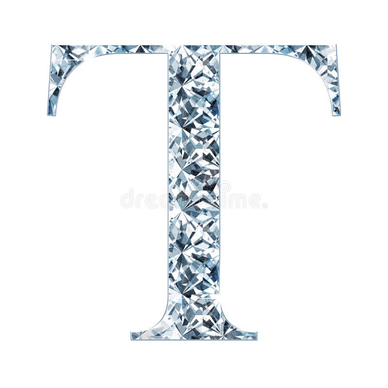 T Shining Diamond Alphabet Uppercase Letter Isolated with Transparent ...