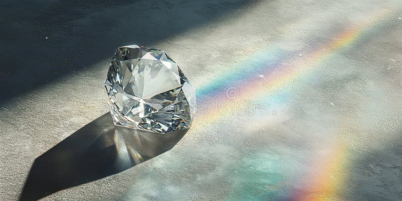 Shining Diamond with Rainbow Reflection on Grungy Surface Captures ...