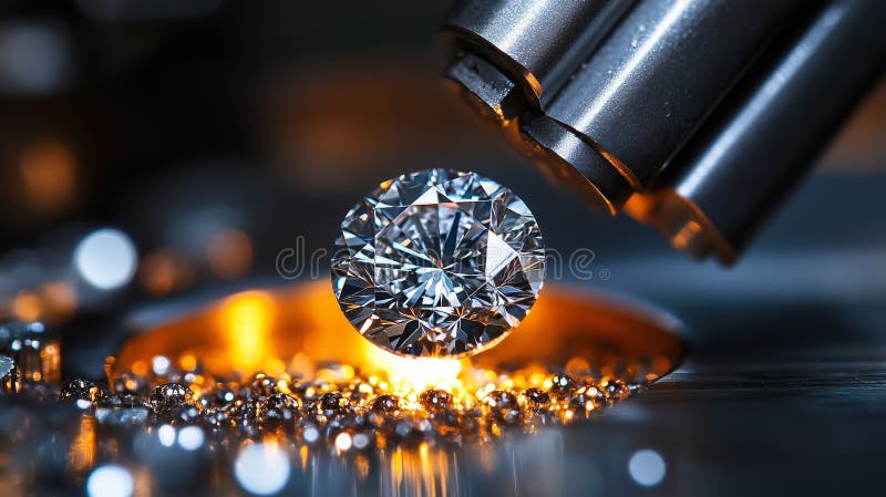 Shining Diamond Under a Microscope Surrounded by Light Stock ...