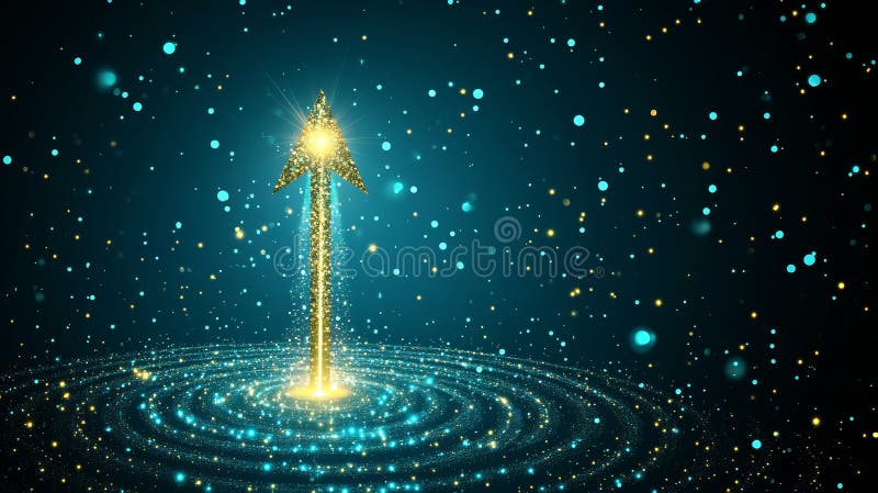 A Shining Digital Arrow Moving Upwards through Data Flows Stock Image ...