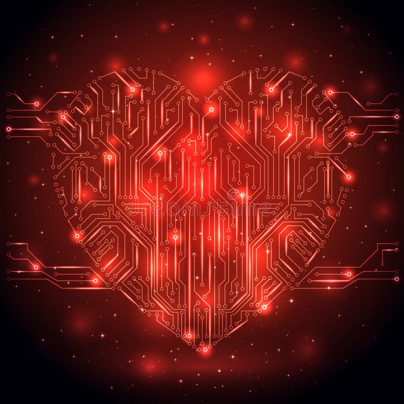 Heart from circuit stock vector. Illustration of line - 22675309