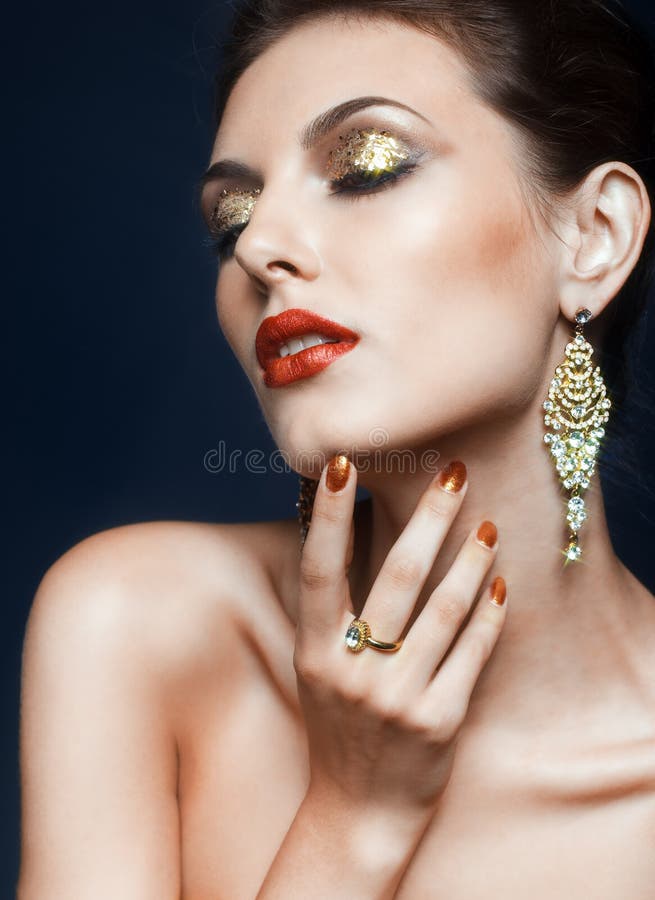 Shining face makeup stock photo. Image of blink, fingers - 34724536