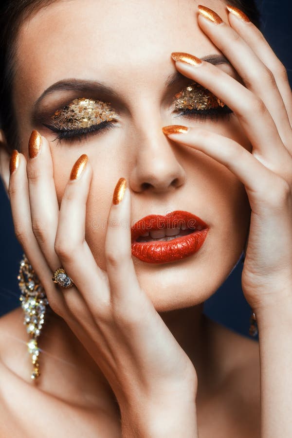 Shining face makeup stock photo. Image of luxe, gorgeous - 35433442