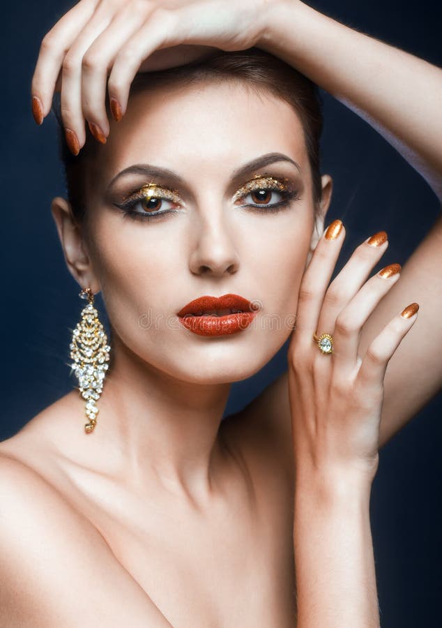 Shining face makeup stock photo. Image of golden, makeup - 34724566