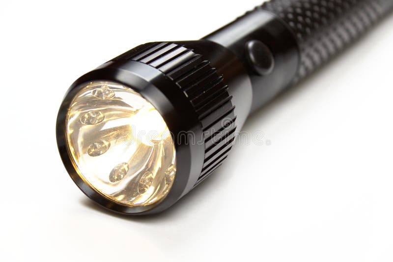 Shining flashlight stock image. Image of bright, black - 13682129