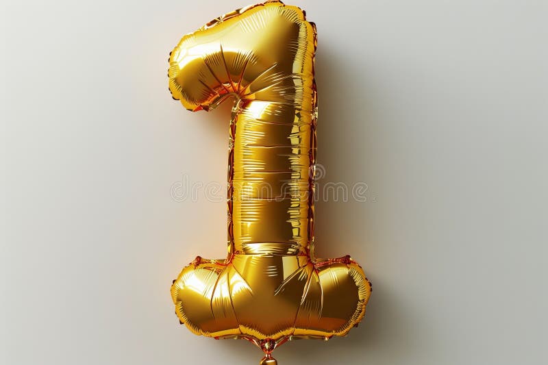 Shining Gold Number One Balloon Stock Illustration - Illustration of ...