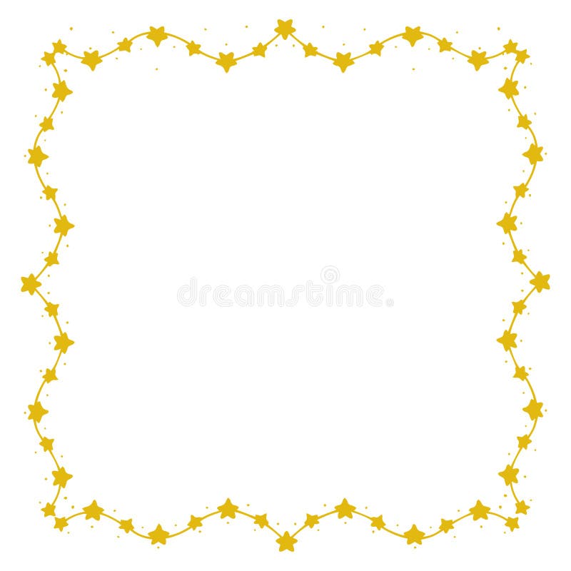 Shining Gold Star Border Frame with Curving Lines Stock Vector ...