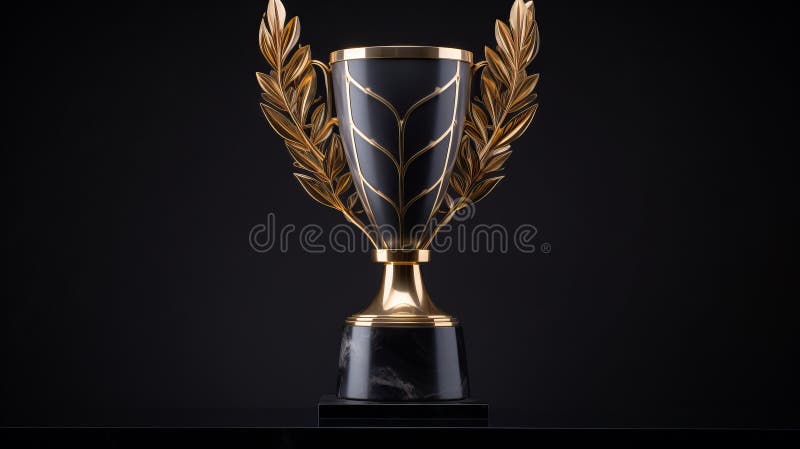 A Shining Gold Trophy on a Black Background Stock Photo - Image of ...